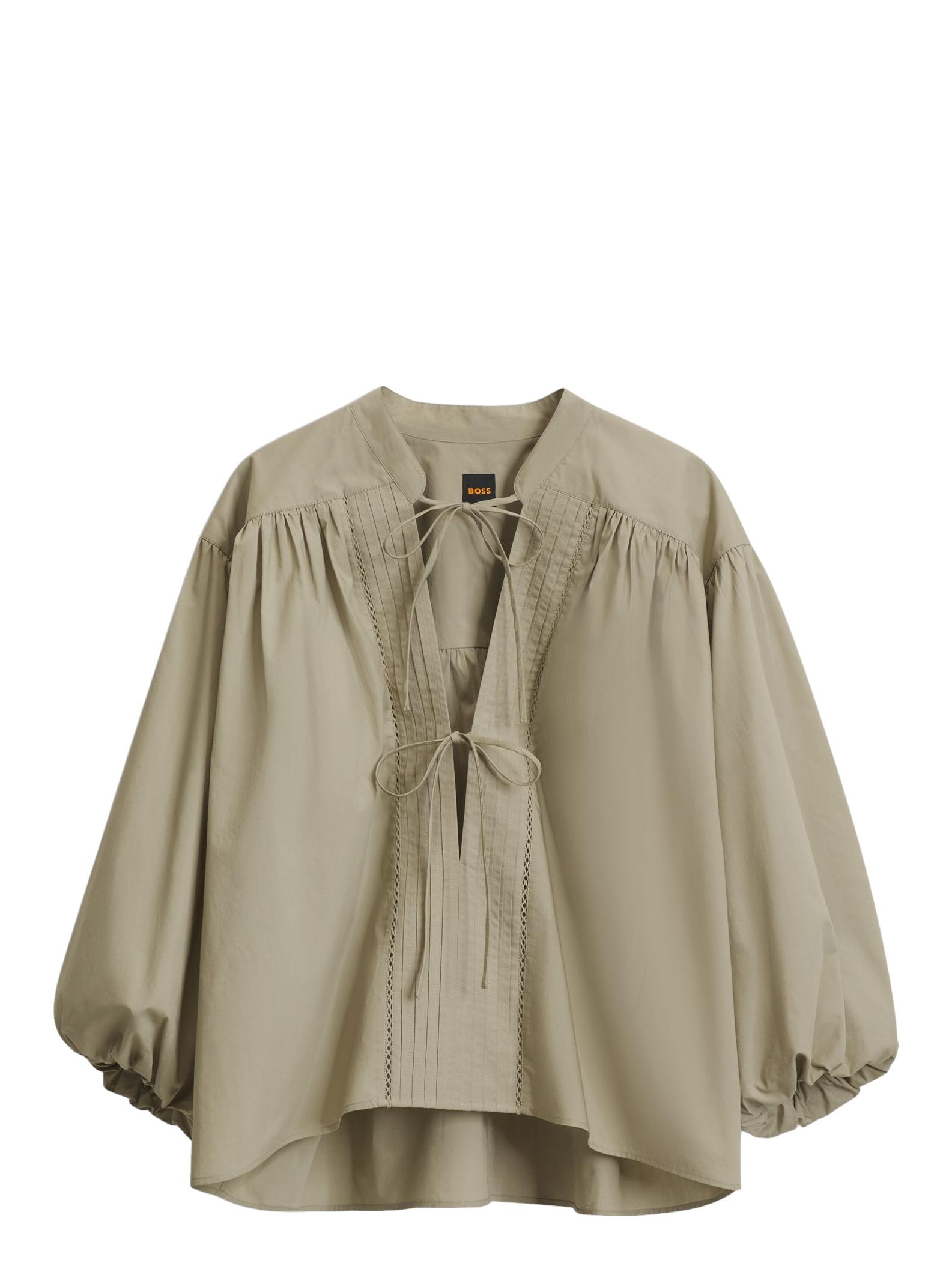 BOSS BOSS Relaxed-Fit Cotton Poplin Blouse with Balloon Sleeves